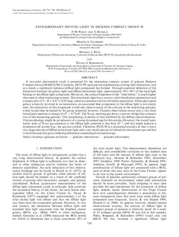 (PDF) Diffuse Light Dynamics in Hickson Group 90