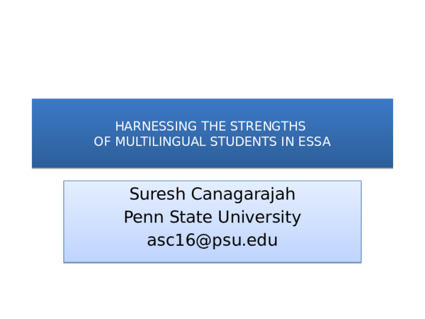 (PPT) Harnessing the Strengths of Multilingual Students in ESSA