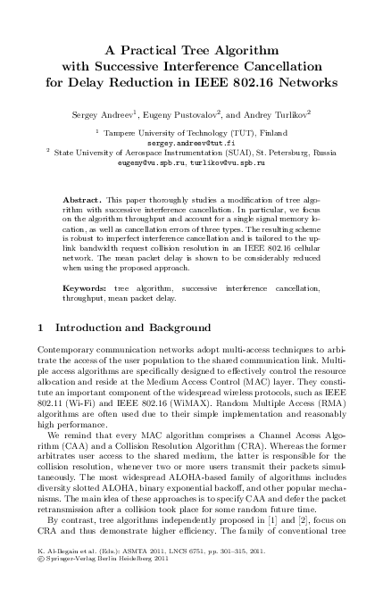 Pdf A Practical Tree Algorithm With Successive Interference Cancellation For Delay Reduction