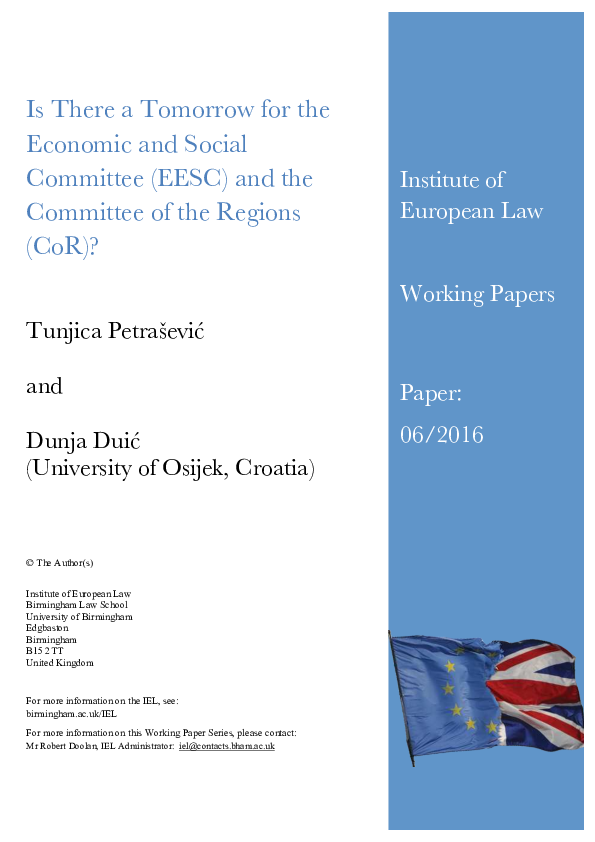 (PDF) Is There a Tomorrow for the Economic and Social Committee (EESC ...