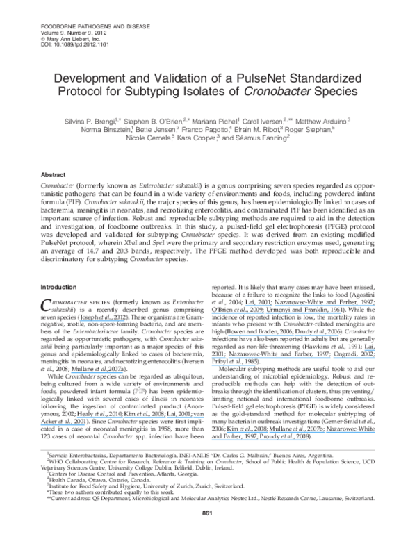 (PDF) Development and Validation of a PulseNet Standardized Protocol ...