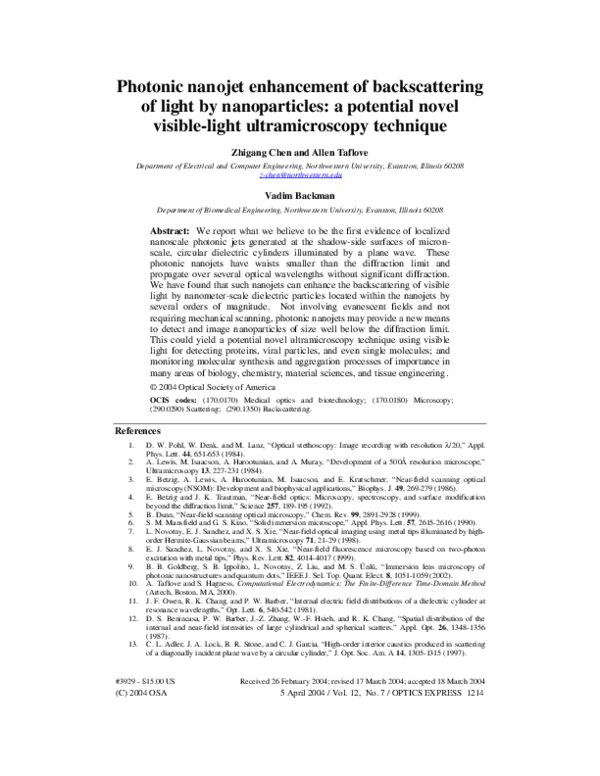(PDF) Photonic nanojet enhancement of backscattering of light by ...