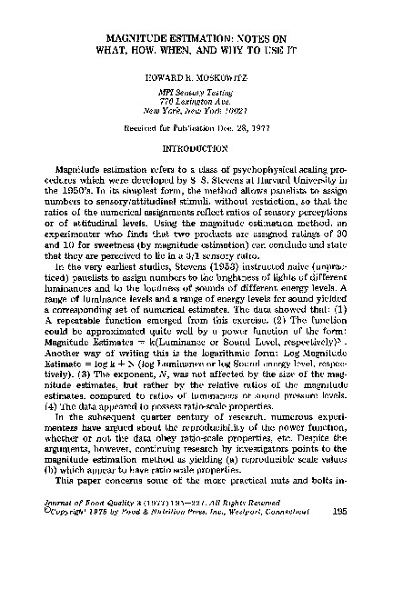 (PDF) Magnitude Estimation: Notes on What, How, When, and Why to Use It