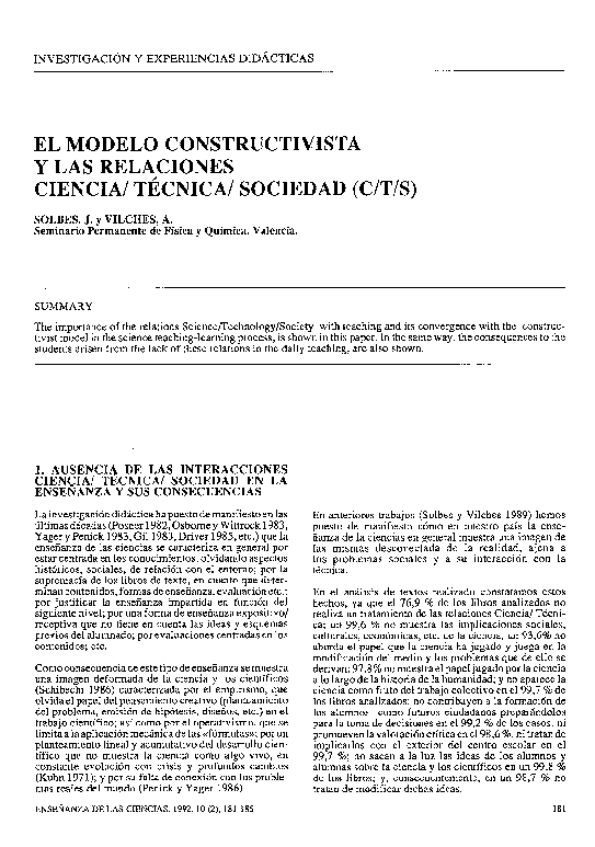 (PDF) El modelo constructivista y las relaciones ciencia/técnica/sociedad (C/T/S)