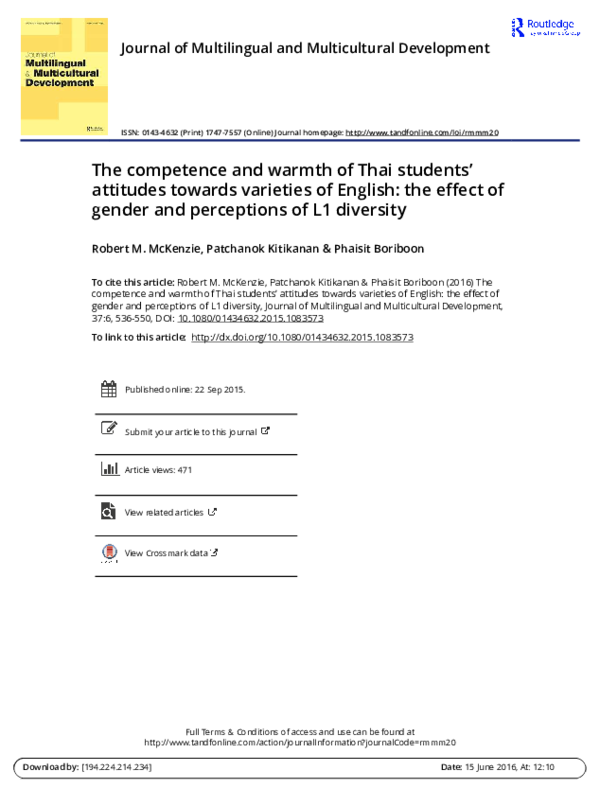 (PDF) Journal of Multilingual and Multicultural Development The ...
