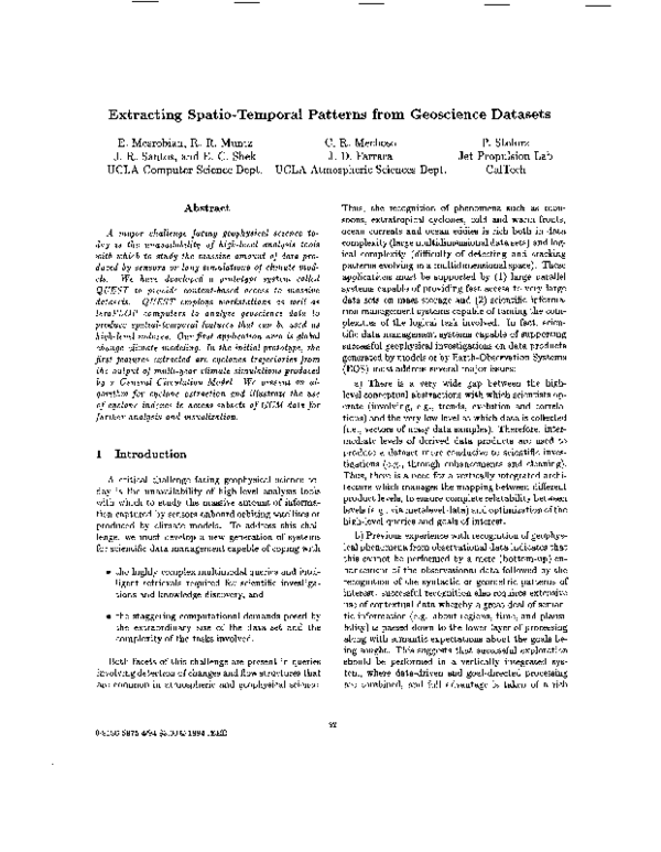 Pdf Extracting Spatio Temporal Patterns From Geoscience Datasets