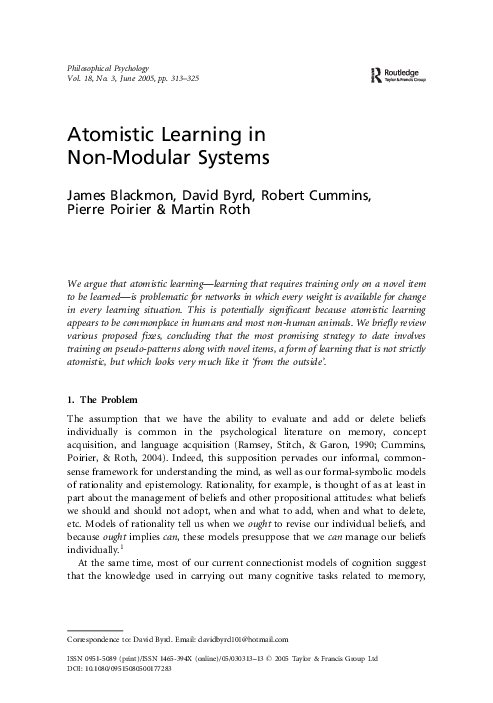 (PDF) Atomistic learning in non-modular systems