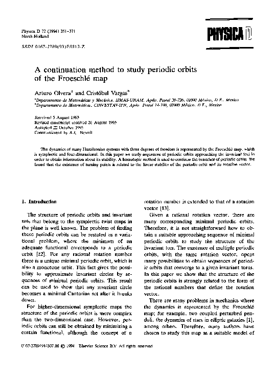 (PDF) A continuation method to study periodic orbits of the Froeschlé map