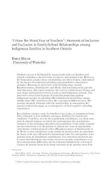(PDF) " I Have the Worst Fear of Teachers " : Moments of Inclusion and ...