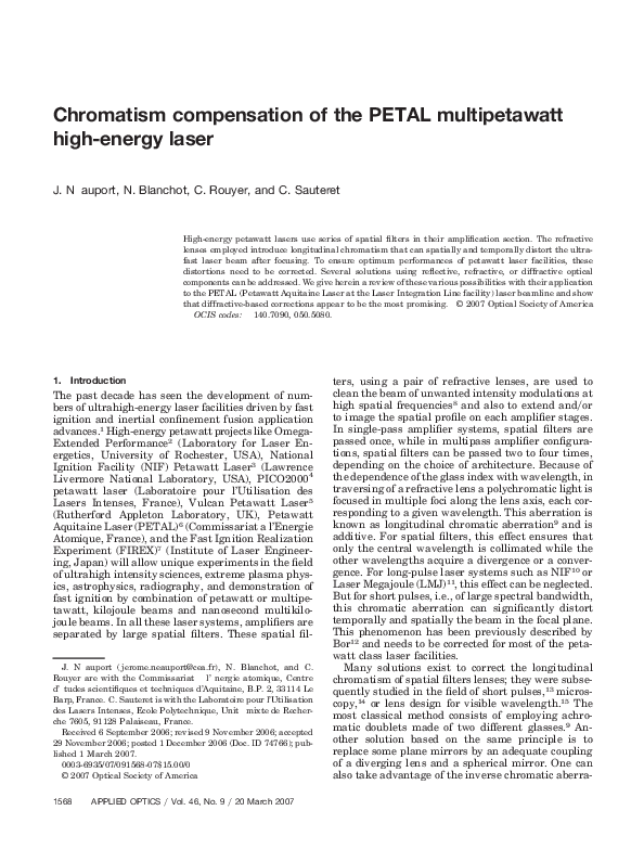 (PDF) Chromatism compensation of the PETAL multipetawatt high-energy laser