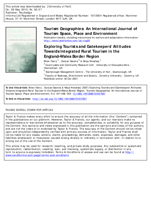 (PDF) Evaluating ‘best practice’ in integrated rural tourism: case ...