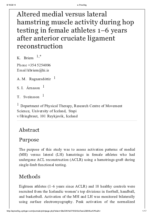 (PDF) Altered medial versus lateral hamstring muscle activity during ...