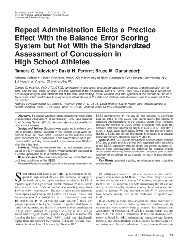 (PDF) Repeat Administration Elicits a Practice Effect With the Balance ...