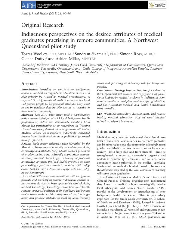 (PDF) Indigenous perspectives on the desired attributes of medical ...