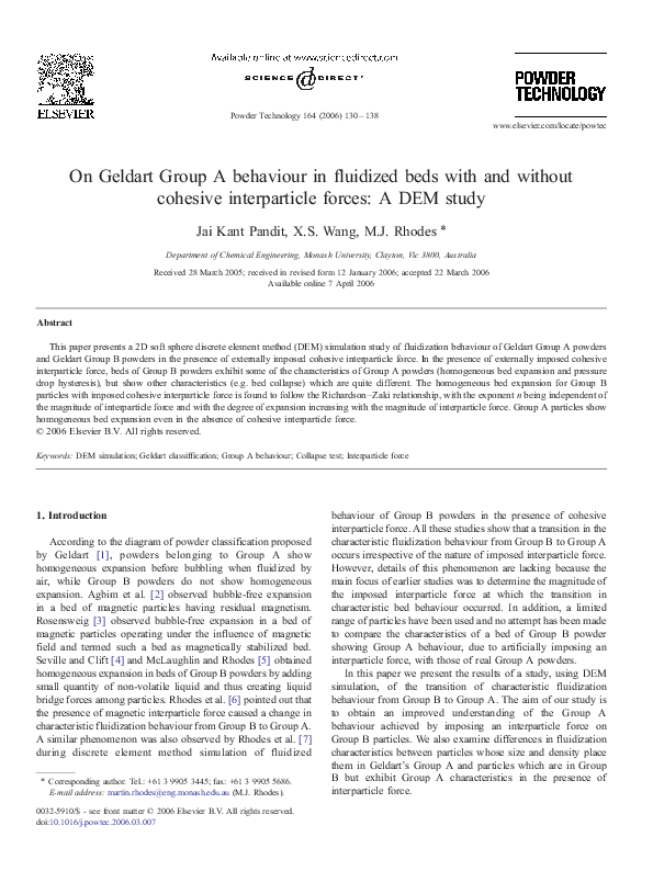 (PDF) On Geldart Group A behaviour in fluidized beds with and without ...