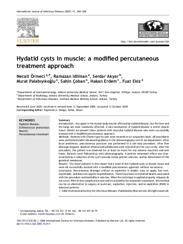 (PDF) Hydatid cysts in muscle: a modified percutaneous treatment approach