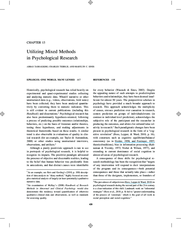 (PDF) Utilizing Mixed Methods in Psychological Research