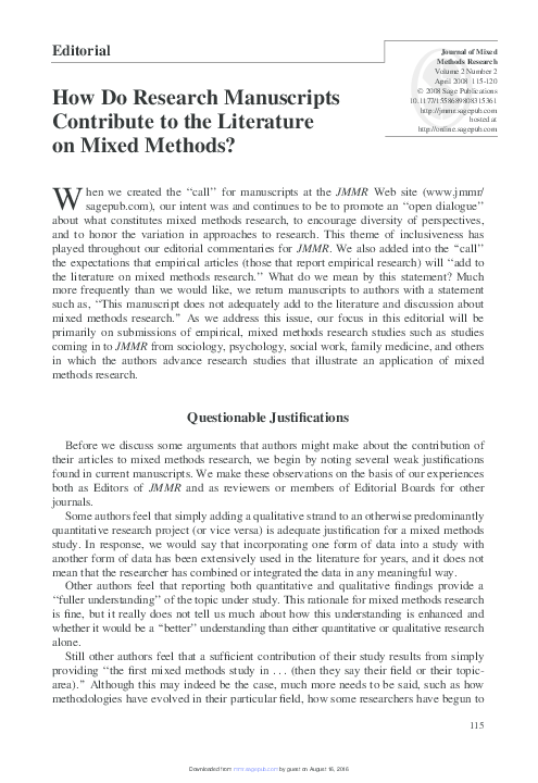 (PDF) Editorial: How Do Research Manuscripts Contribute to the ...