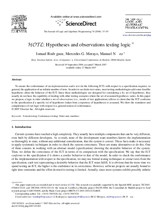 (PDF) HOT L: Hypotheses and Observations Testing Logic