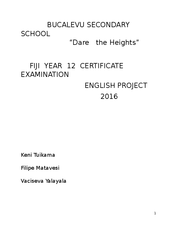 (DOC) BUCALEVU SECONDARY SCHOOL " Dare the Heights " FIJI YEAR 12 ...