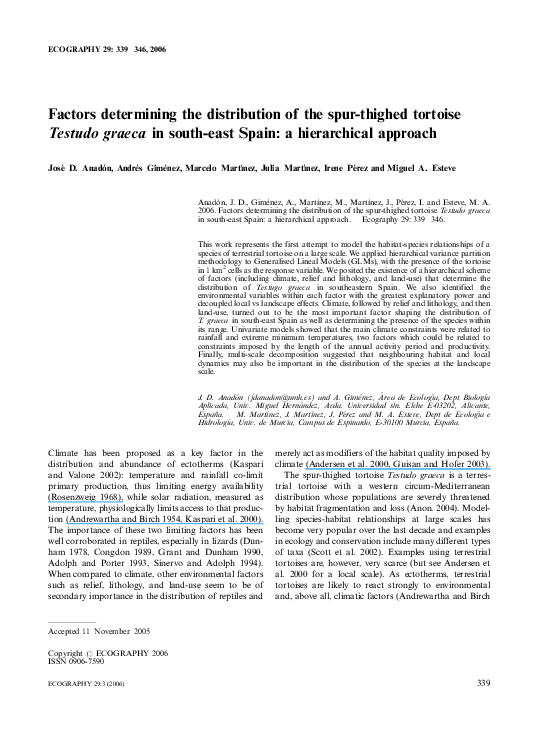 (PDF) Factors determining the distribution of the spur-thighed tortoise ...