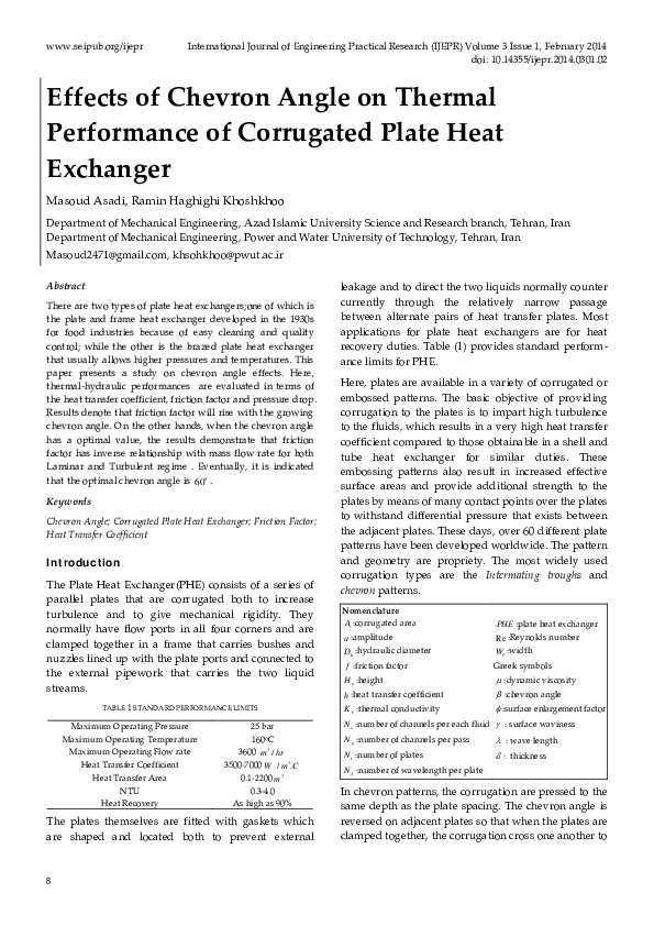 (PDF) Effects of Chevron Angle on Thermal Performance of Corrugated ...