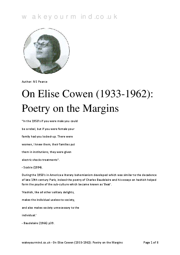 (PDF) Elise Cowen: poetry on the margins