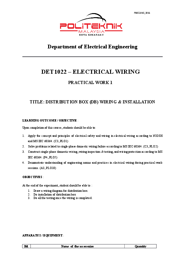 (DOC) DET1022 – ELECTRICAL WIRING TITLE: DISTRIBUTION BOX (DB) WIRING ...