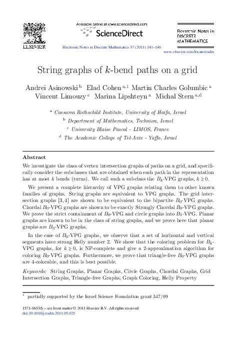 (PDF) String graphs of k-bend paths on a grid