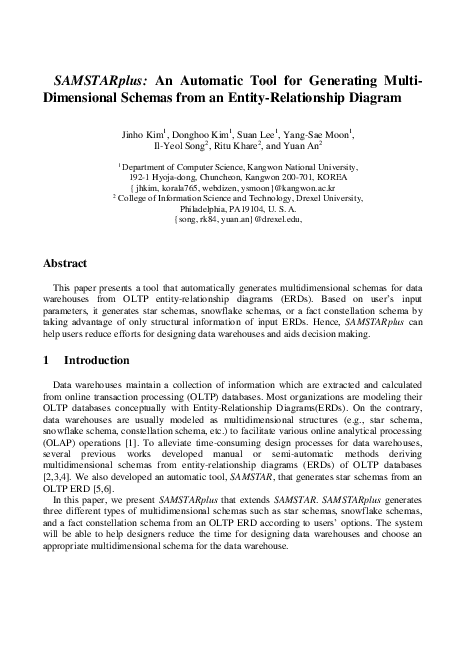 (PDF) SAMSTARplus: An Automatic Tool for Generating Multi-Dimensional Schemas from an Entity ...