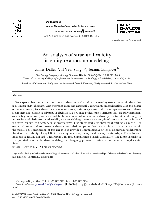Pdf An Analysis Of Structural Validity In Entity Relationship Modeling