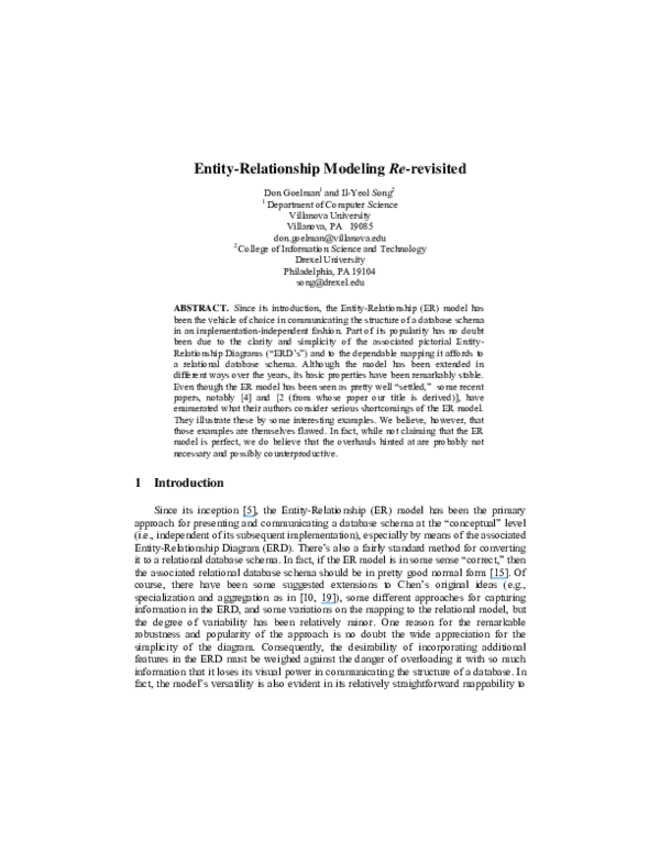 (PDF) Entity-Relationship Modeling Re-revisited