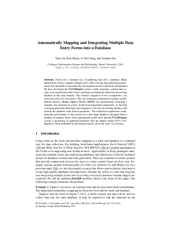 (PDF) Automatically Mapping and Integrating Multiple Data Entry Forms ...