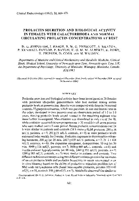 (PDF) Prolactin Secretion and Biological Activity in Females with ...