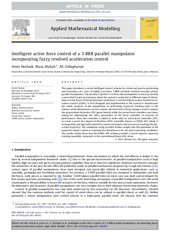 Pdf Intelligent Active Force Control Of A 3 Rrr Parallel Manipulator
