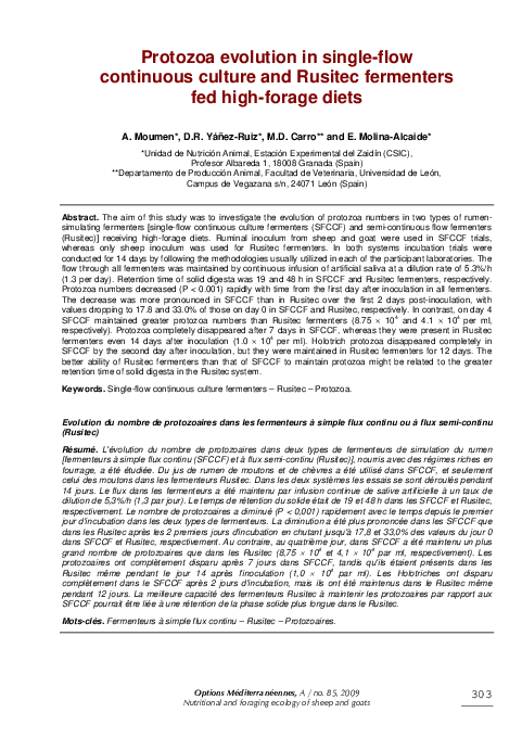 (PDF) Protozoa evolution in single-flow continuous culture and Rusitec ...