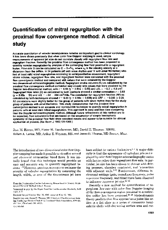 (PDF) Quantification of mitral regurgitation with the proximal flow ...