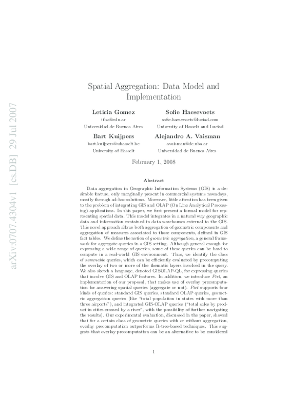 Pdf Spatial Aggregation Data Model And Implementation