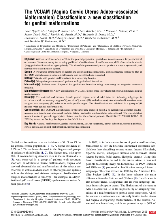 (PDF) The VCUAM (Vagina Cervix Uterus Adnex–associated Malformation ...
