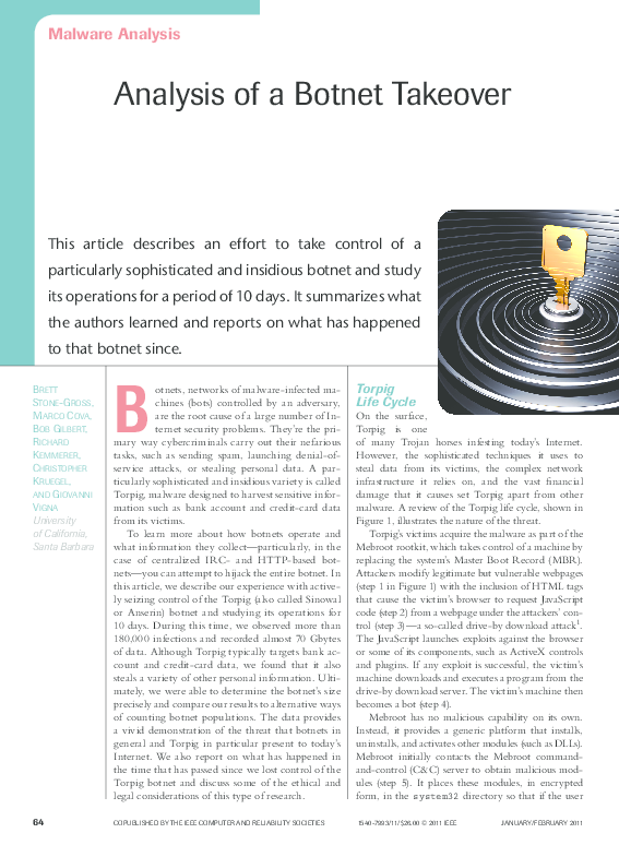 (PDF) Analysis of a Botnet Takeover