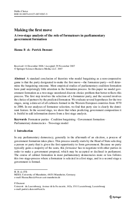 (PDF) Making the first move