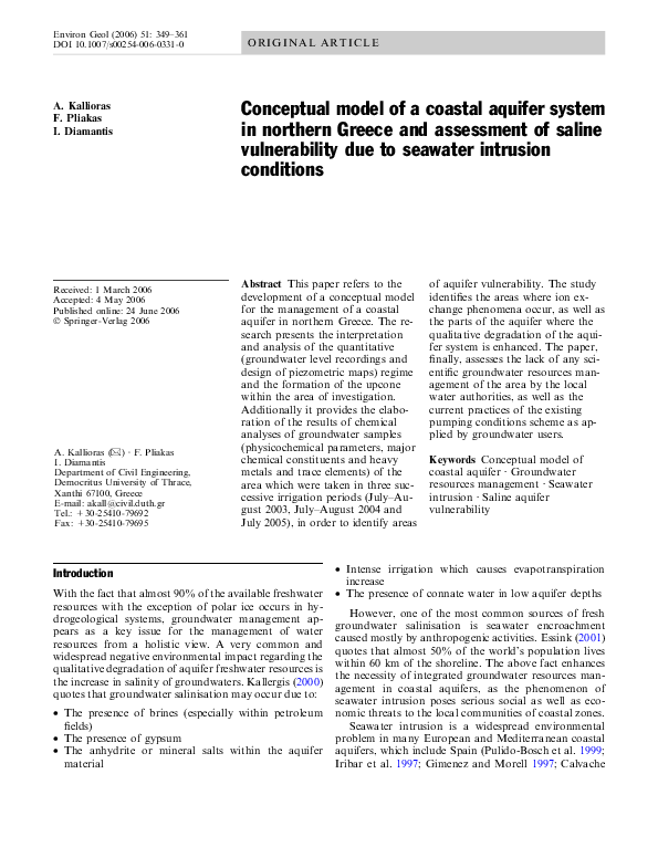 (PDF) Conceptual model of a coastal aquifer system in northern Greece ...