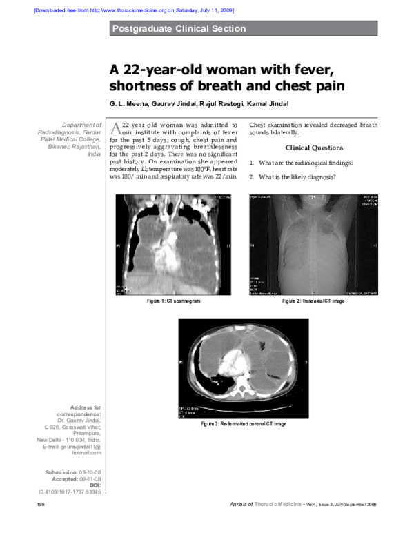 (PDF) A 22-year-old woman with fever, shortness of breath and chest pain