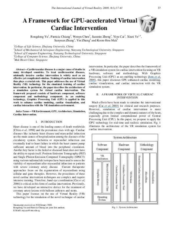 Pdf A Framework For Gpu Accelerated Virtual Cardiac Intervention