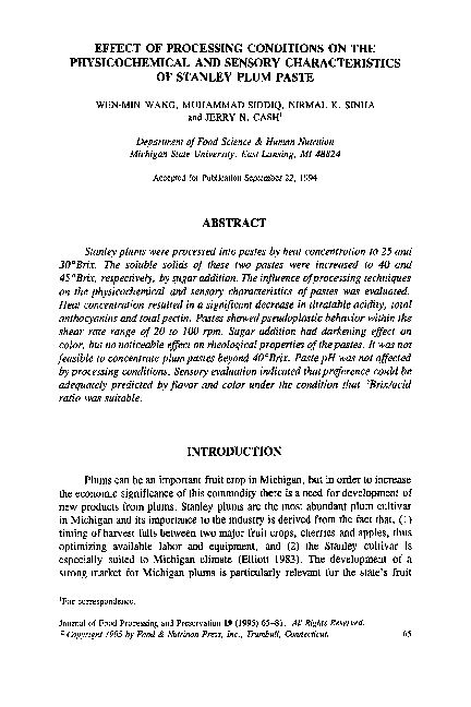 (PDF) EFFECT of PROCESSING CONDITIONS ON the PHYSICOCHEMICAL and ...