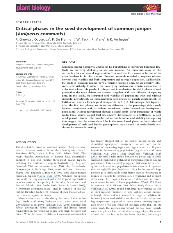 (PDF) Critical phases in the seed development of common juniper ...