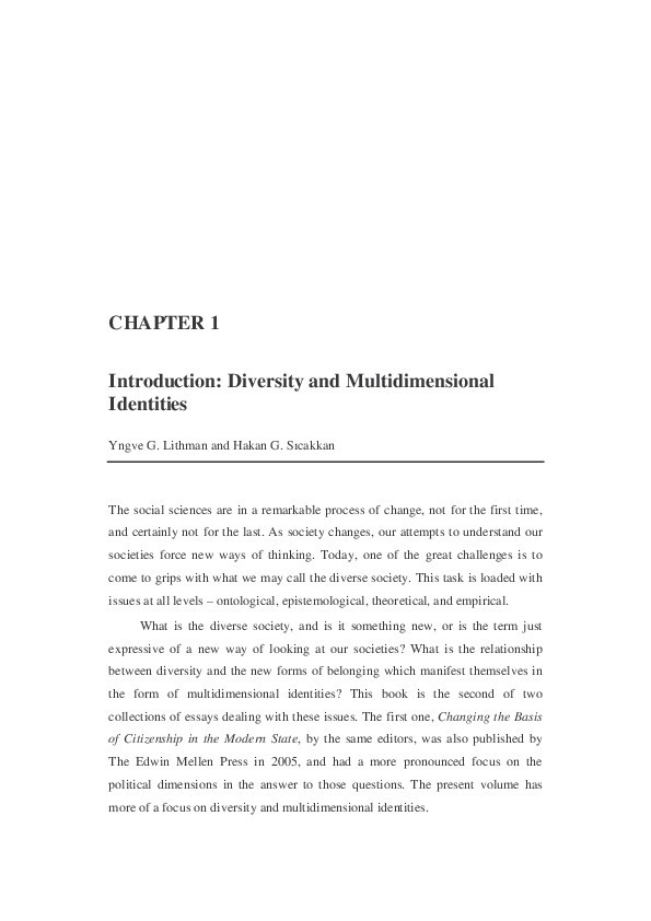 (PDF) Introduction: Diversity and Multidimensional Identities
