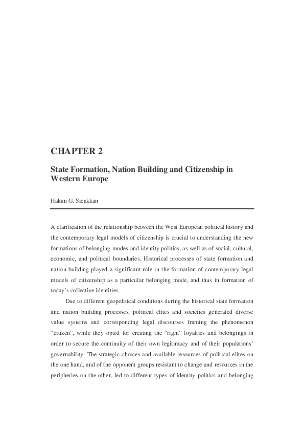 (PDF) State Formation, Nation Building and Citizenship in Western Europe