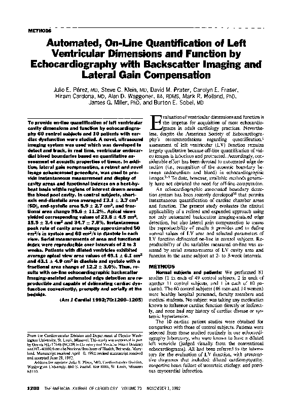 (PDF) Automated, on-line quantification of left ventricular dimensions ...
