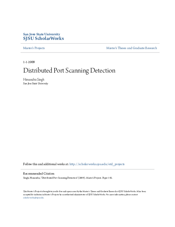 (PDF) Distributed Port Scanning Detection